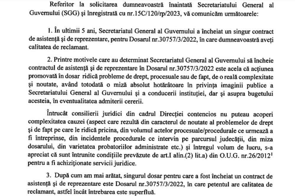 Secretariatul General al Guvernului a angajat un avocat pentru procesul ...